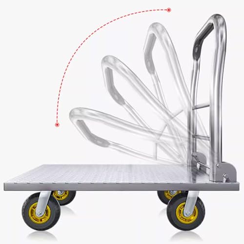 Generic Steel Flatbed Cart Movable Utility Push Carts Heavy-Duty Household Flatbed Truck Platform Truck for Luggage Moving, 60*90cm, Silver