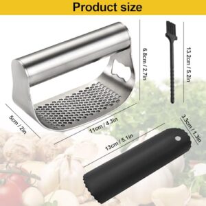 Stainless Steel Garlic Presser, 2024 Upgraded Rocker Garlic Mincer Garlic Press, Garlic Crusher with Peeler and Cleaning Brush, Manual Garlic Chopper for Smash Garlic Kitchen Tools (1 Pack)