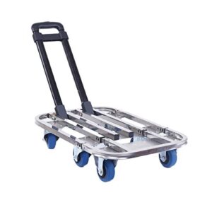 generic trolley stainless steel tray retractable folding cart 6 wheels with universal wheels hand trucks household warehouse heavy duty hand trucks (color : without brake, size : 68 * 38 * 56-104cm)