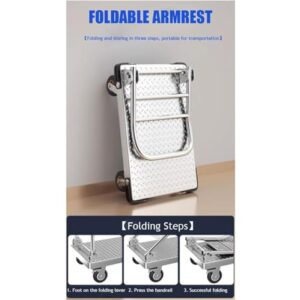 Generic Thicken Steel Material Dolly Cart Heavy Duty Hand Truck Flatbed Trolley Foldable Hand Truck for Groceries Shop, 75*48cm, Silver