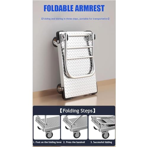 Generic Thicken Steel Material Dolly Cart Heavy Duty Hand Truck Flatbed Trolley Foldable Hand Truck for Groceries Shop, 75*48cm, Silver