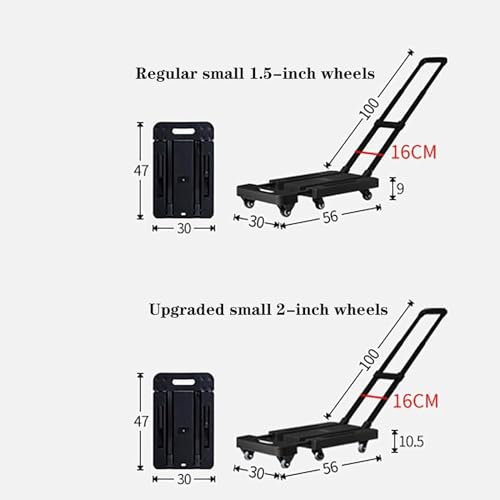 Platform Truck Portable Platform Truck Metal Flat Handtruck Load 110lb Folding Push Cart Small Moving Dolly Cart for Household Luggage Cart Reliable