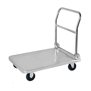 platform truck flat handtruck stainless platform truck with 4 wheel moving dolly cart load 660lb/880lb folding push cart heavy flatbed cart reliable