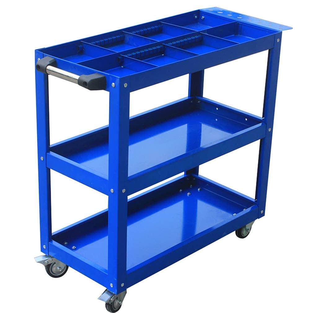 BBIJK Tool Trolley Cart 3-Tier Multifunction Barrier Organizer Service Parts Car, Bearing 100KG, 710x350x750mm