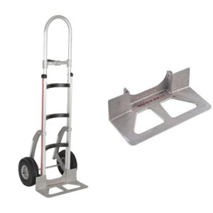 magliner aluminum hand truck with curved frame, 60" handle, 500 lb capacity + 18" x 7-1/2" aluminum nose plate