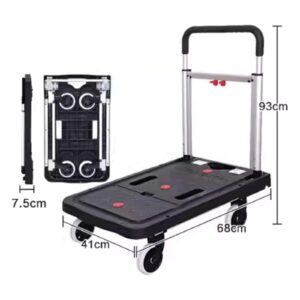 Platform Truck Heavy Platform Truck Metal Flat Handtruck with Wheel Folding Push Cart Luggage Cart Load 330lb Flatbed Cart Moving Dolly Cart Reliable