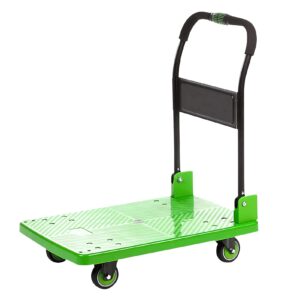 platform truck platform truck with 4 wheels flat handtruck metal flatbed cart capacity folding push cart load 396lb-730lb moving dolly cart reliable