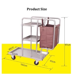 Stainless Steel Cleaning Cart, Commercial Traditional Housekeeping Service Carts, Cleaning Supplies Tool Cart Cleaning Rrolley Tool Cart Mobile Cleaning Trolley, For Garden School Hospital Factory H