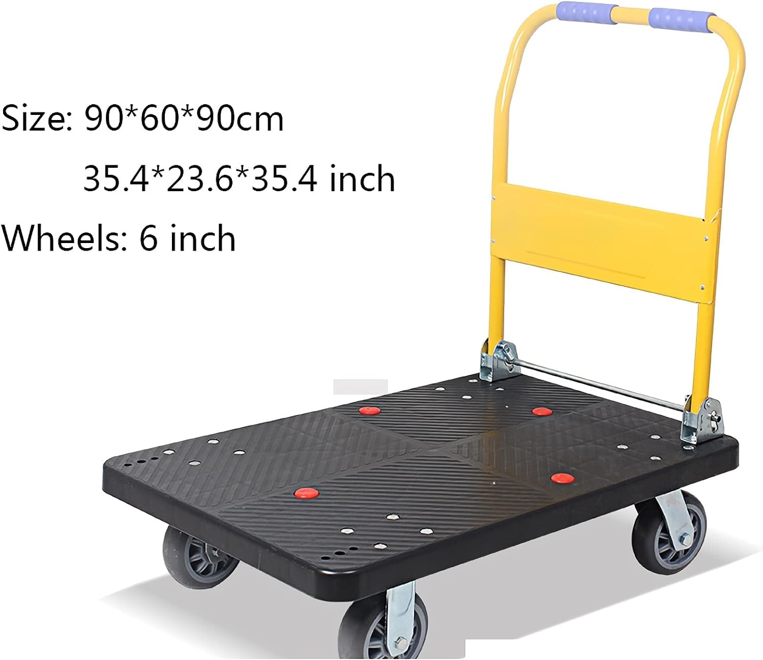 Platform Truck Platform Truck Metal Flatbed Cart with Mute Wheels Flat Handtruck Foldable Handle Flatbed Cart Modern Moving Dolly Cart 500kg Reliable