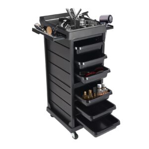 salon beauty rolling trolley cart, 7 tiers hair salon storage cabinet barber organizer tool hair salon beauty cart free standing rolling cart with 4 universal wheels