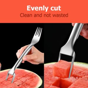 2-In-1 Stainless Steel Fruit Cutter, 2024 New Portable Watermelon Cutter Slicer Tool Melon Cube Cutter, Watermelon Windmill Fork Slicer Cutter for Summer Family Party Camping (1 Pc)