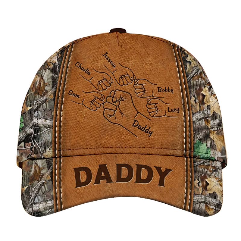 ParaDecor Personalized Dad Cap, Fist Bump Father's Day Family Cap, Custom Dad Cap, Dad Baseball Cap, 3D Baseball Cap Men, Baseball Cap for Dad, Fathers Day Hats for Men, Gift for Dad, Papa, Grandpa