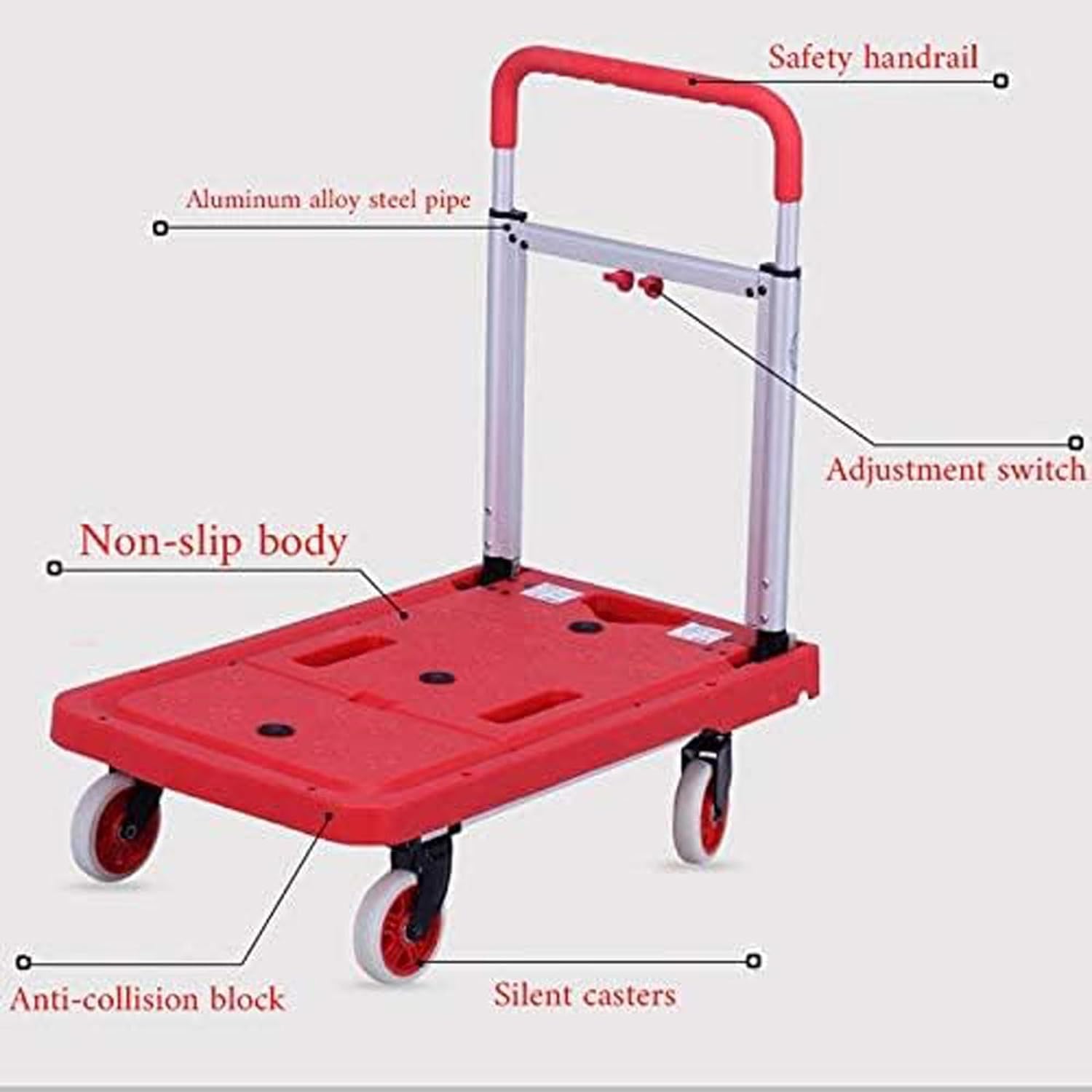 Platform Truck Heavy Platform Truck Metal Flat Handtruck with Wheel Folding Push Cart Luggage Cart Load 330lb Flatbed Cart Moving Dolly Cart Reliable