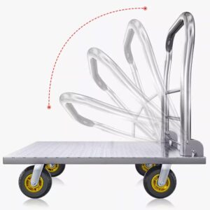 Platform Truck Flat Handtruck Steel Platform Truck 60cm * 90cm Folding Push Cart Load 330 Lbs Moving Dolly Cart Portable Flatbed Cart Reliable