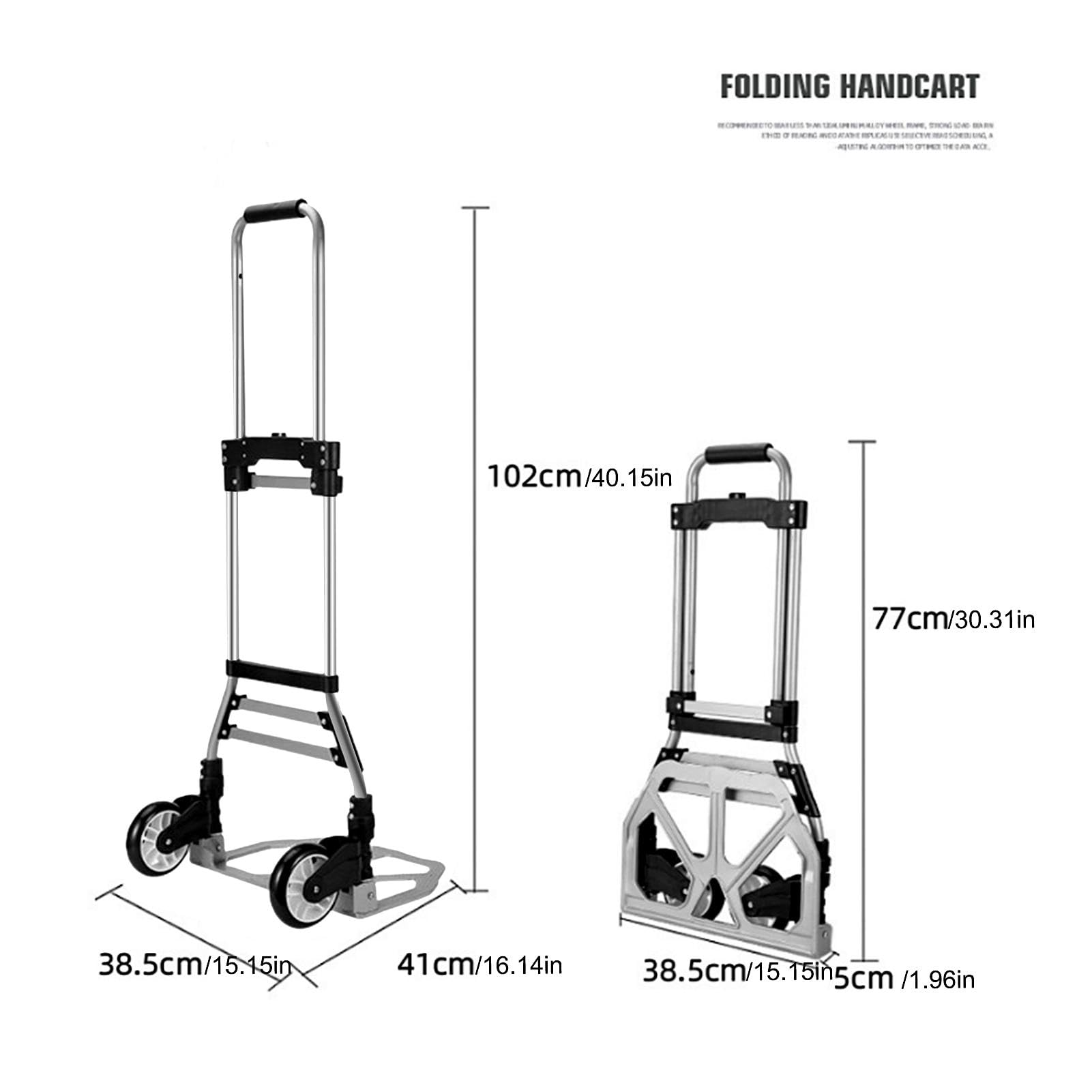 GYOUZA Trolley on Wheels, Foldable Moving Cart Heavy Duty Luggage Cart with Wheels Collapsible Hand Trolley, 2-Wheel Hand Trucks Folding for Camping, Festival, Garden & Pallet Truck Transport