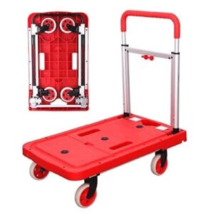 platform truck heavy platform truck metal flat handtruck with wheel folding push cart luggage cart load 330lb flatbed cart moving dolly cart reliable