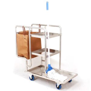 stainless steel cleaning cart, commercial traditional housekeeping service carts, cleaning supplies tool cart cleaning rrolley tool cart mobile cleaning trolley, for garden school hospital factory h