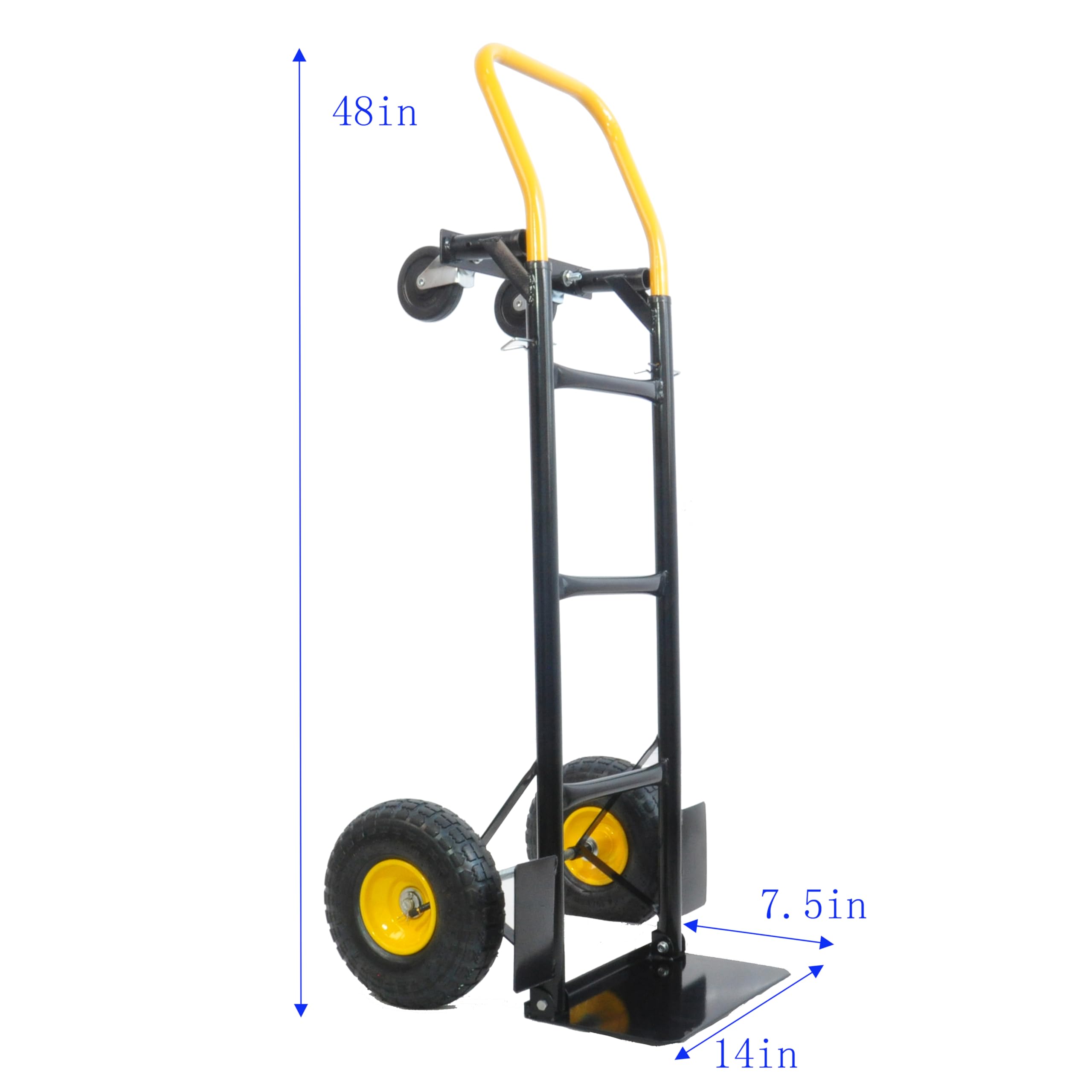 Hand Truck Dual Purpose 2 Wheel Dolly Cart and 4 Wheel Push Cart with Swivel Wheels 330 Lbs Capacity Heavy Duty Platform Cart for Moving/Warehouse/Garden/Grocery - Black