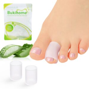 bukihome silicone toe protectors – 14 pack aloe vera extract infused silicone toe sleeve for hammer toes, corns, calluses, blisters – soft gel protector toe cushions for pain relief (medium size)