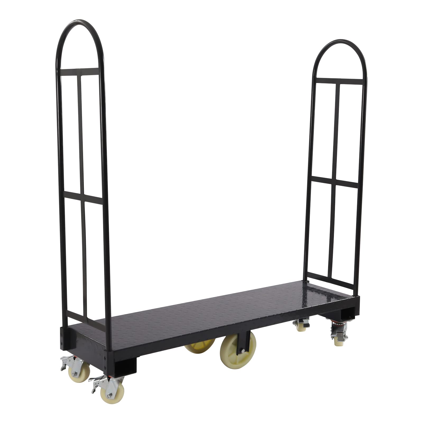 Ageanbri U-Boat Steel Cart 2000lbs Capacity Roller Cart Utility Cart on Wheel Dolly Cart U-Boat Cart Steel with Removable Handles U-Boat Platform Truck Dolly (60.5L*15.7H*52.2W)