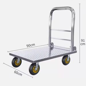 Platform Truck Flat Handtruck Steel Platform Truck 60cm * 90cm Folding Push Cart Load 330 Lbs Moving Dolly Cart Portable Flatbed Cart Reliable