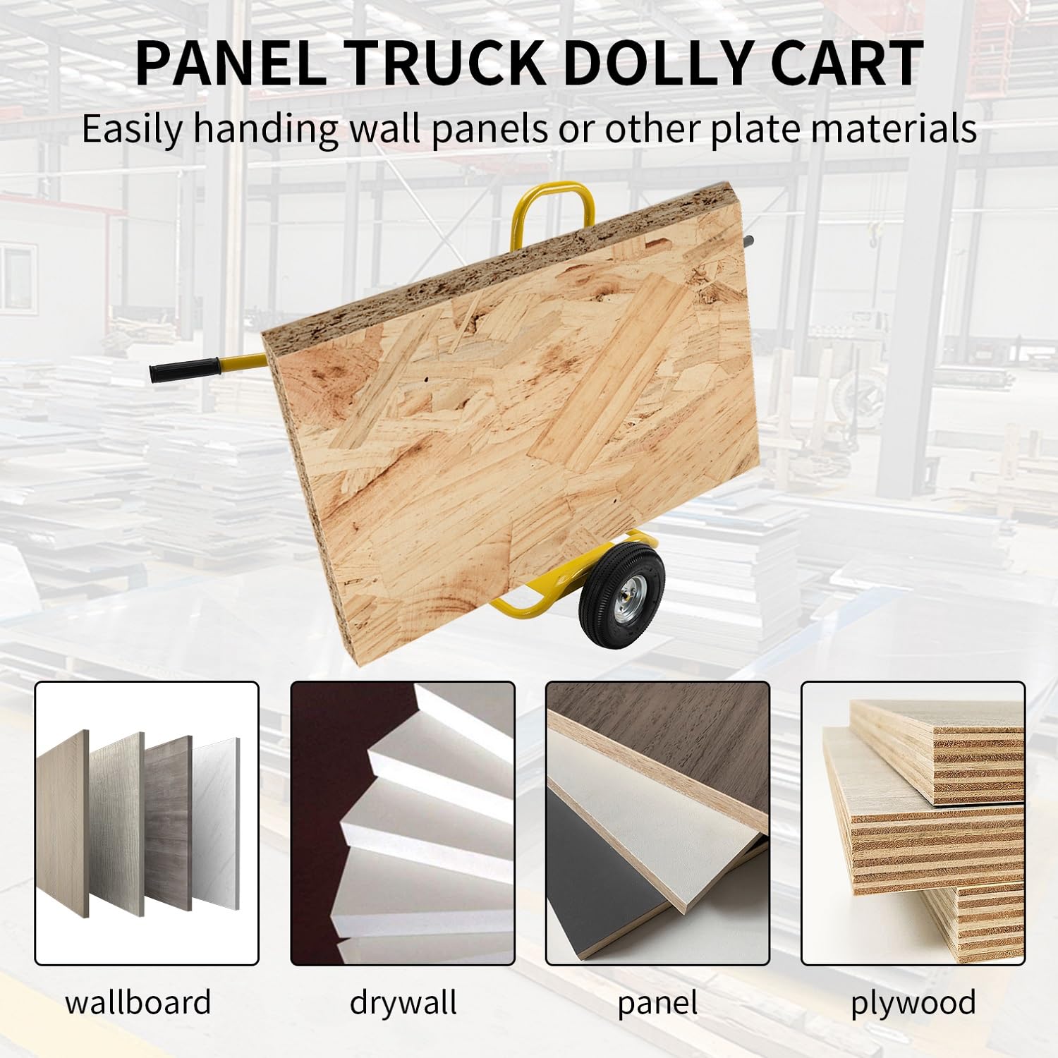 DIYTuning Panel Truck Dolly Cart,1,200-pound Weight Capacity, for Drywall,Plywood, Sheetrock,Doors,7.25-inch Width Capacity, 12-inch Wheels Handling Sheetrock Glass and Windows Service Carts