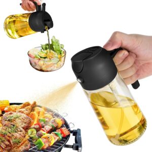 16oz oil dispenser bottle - 2 in 1 olive oil dispenser bottle for kitchen, 470ml olive oil bottle,it's perfect for cooking, salads, and bbqs (black, 1pcs)