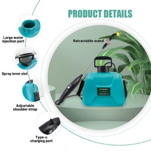 Battery Powered Garden Sprayer with 3 Mist Nozzles, 1.35 Gallon Lawn Electric Sprayer with Telescopic Wand and Rechargeable Handle, Portable Electric Battery Sprayer with Shoulder Strap for Gardening