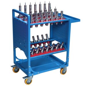 tool cart 40 taper holder, cnc tool cart with rolling wheel, 35 capacity cat40 tool trolley bt40 cnc machine tool service cart for storehouse, factory, garage