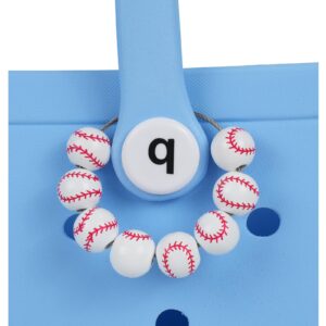 renyqatt baseball charms for bogg bag and simply southern tote, sports wooden beads accessories charm for beach tote bag, accessories for customizing your bag (baseball pattern)