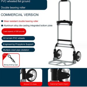 GYOUZA Trolley on Wheels, Foldable Moving Cart Heavy Duty Luggage Cart with Wheels Collapsible Hand Trolley, 2-Wheel Hand Trucks Folding for Camping, Festival, Garden & Pallet Truck Transport