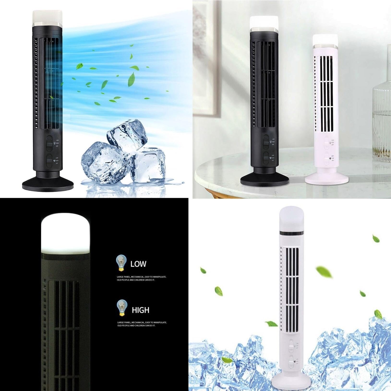 KEMTAT Tower Fan For Bedroom,2 Quiet Speeds,For Bedroom, Living Room, Office,Standing Fans, Bladeless Fan (black) (Color : Black)