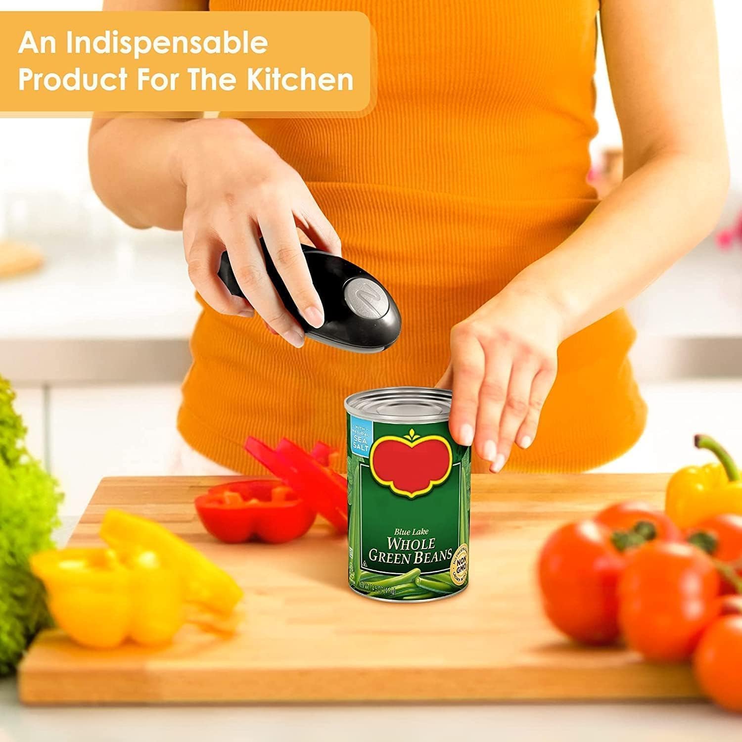 Electric Can Opener, Handheld One Touch Automatic Can Openers Easy Open Any Can Sizes with Smooth Edges, Food-Safe Electric Can Openers for Kitchen, Best Kitchen Gadget Gift for Seniors with Arthritis