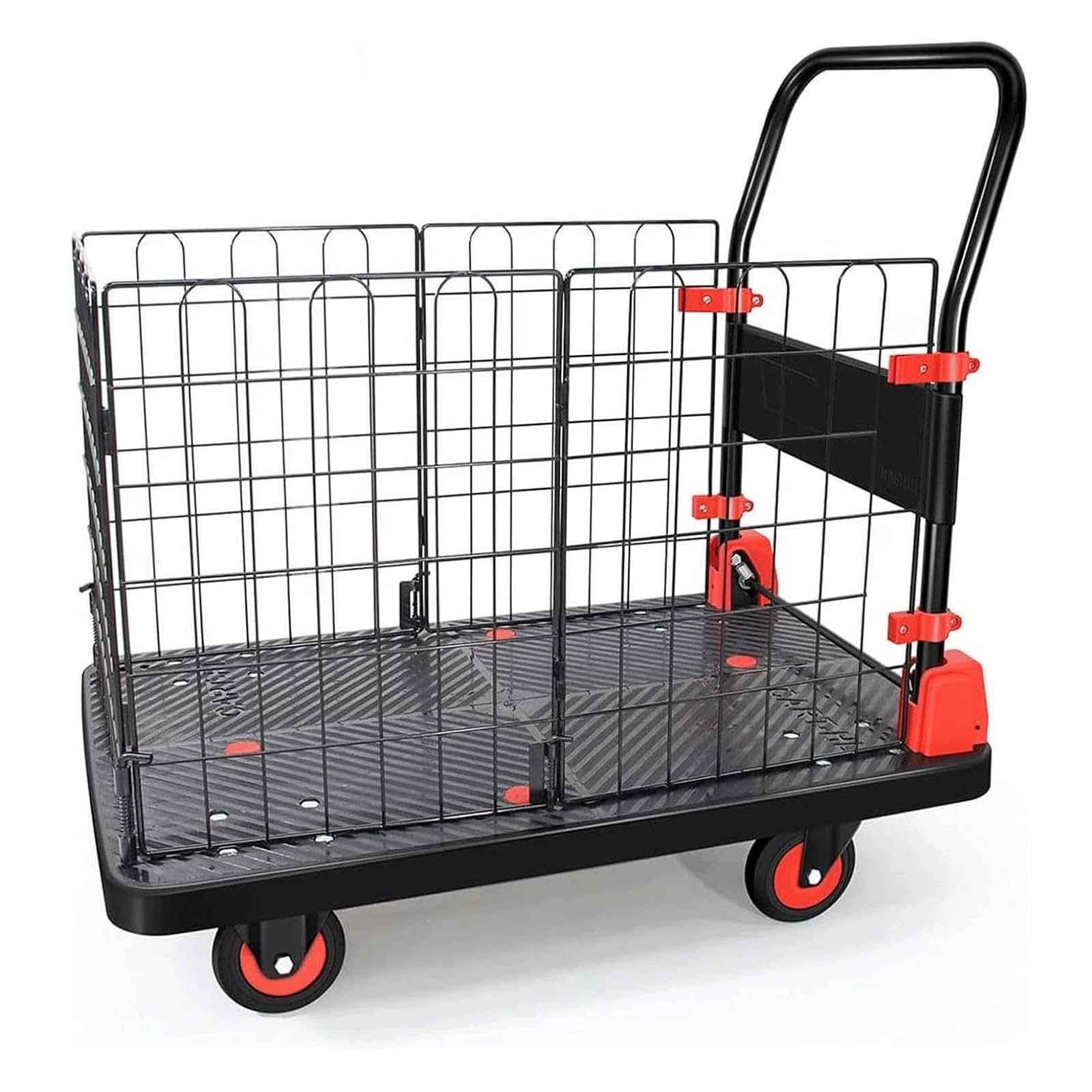 Platform Truck Platform Truck Metal Folding Push Cart with High Fence Moving Dolly Cart Portable Flat Handtruck Load 330lb Moving Dolly Cart Reliable