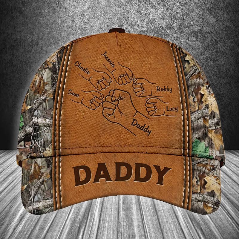 ParaDecor Personalized Dad Cap, Fist Bump Father's Day Family Cap, Custom Dad Cap, Dad Baseball Cap, 3D Baseball Cap Men, Baseball Cap for Dad, Fathers Day Hats for Men, Gift for Dad, Papa, Grandpa