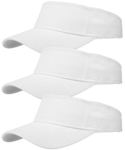 3 pcs sun visor for women men outdoor sport golf tennis softball, adjustable visors hats 1600-3pc white