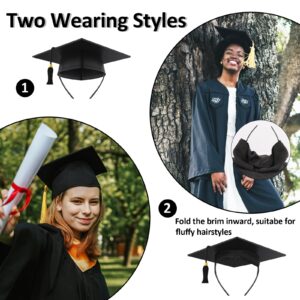 HuLiPaLi Graduation Cap Headband, 2 Pack - Protects Hair Style, Upgraded Comfort, Versatile Functionality, Firm & Stable - Black