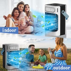 charmega Portable Air Conditioners,Portable AC 3in1 Mini Air Conditioner 900ML Evaporative Air Cooler with 3 Cool Mist,3 Wind Speed,7 LED Lights,2-8H Timer AC Portable for Room,Office,Bedroom