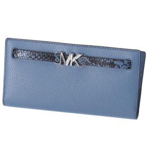 Michael Kors Reed Large Bifold Wallet Denim Blue Leather Exotic Multi