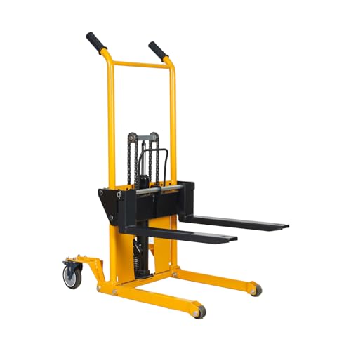 VisHomeYard Pallet Truck Trolley, Lift Table, 440 lbs 35.4“ Max Lift with 8” Wheels, Swivel Casters, Hand Forklift