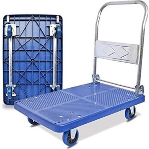 Platform Truck Folding Push Cart Steel Platform Truck with Foldable Handle Flatbed Cart Load 660lb Moving Dolly Cart Portable Flat Handtruck Reliable