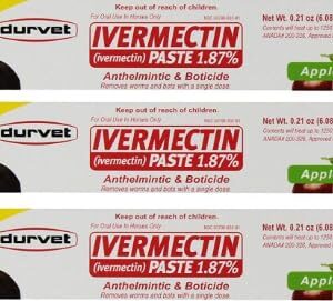 Digopets Ivermectin (ivermectin paste) wormer paste 6.08g 3 pack w/ 1 standard size nitrile glove pair