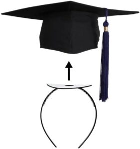 enttgo grad cap headband, graduation cap headband firm anti-fall hairband for graduation cap, hat accessories for graduates, students, women - black