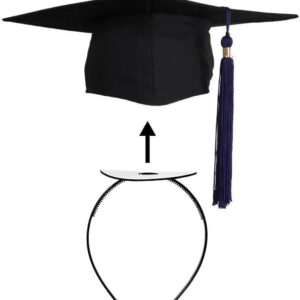 enttgo Grad Cap Headband, Graduation Cap Headband Firm Anti-Fall Hairband for Graduation Cap, Hat Accessories for Graduates, Students, Women - Black