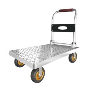 heavy duty platform trolley, steel dolly with 200kg capacity, folding hand truck with 70x45cm flatbed