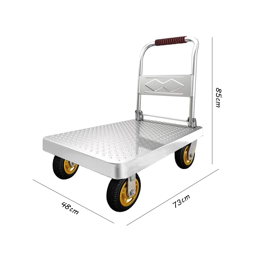 Heavy Duty Folding Platform Trolley, Rolling Flatbed Luggage Cart with 360° Swivel Wheels for Moving, Loading, Delivery and Heavy Items 300kg Capacity