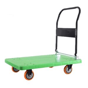 platform truck flatbed cart four-wheel platform truck metal flat handtruck load 440 lbs folding push cart lightweight moving dolly cart reliable