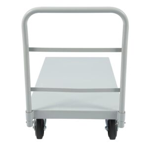 Saranya 18 Shop New Gray Flat Cart Hand Truck 2000 Lbs Capacity Trolley Heavy Duty Steel Push 4 Rubber Wheels Flatbed Industrial Moving Transport Platform 48.11" L x 23.66" W x 28.85" H