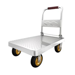 heavy duty folding platform trolley, rolling flatbed luggage cart with 360° swivel wheels for moving, loading, delivery and heavy items 300kg capacity