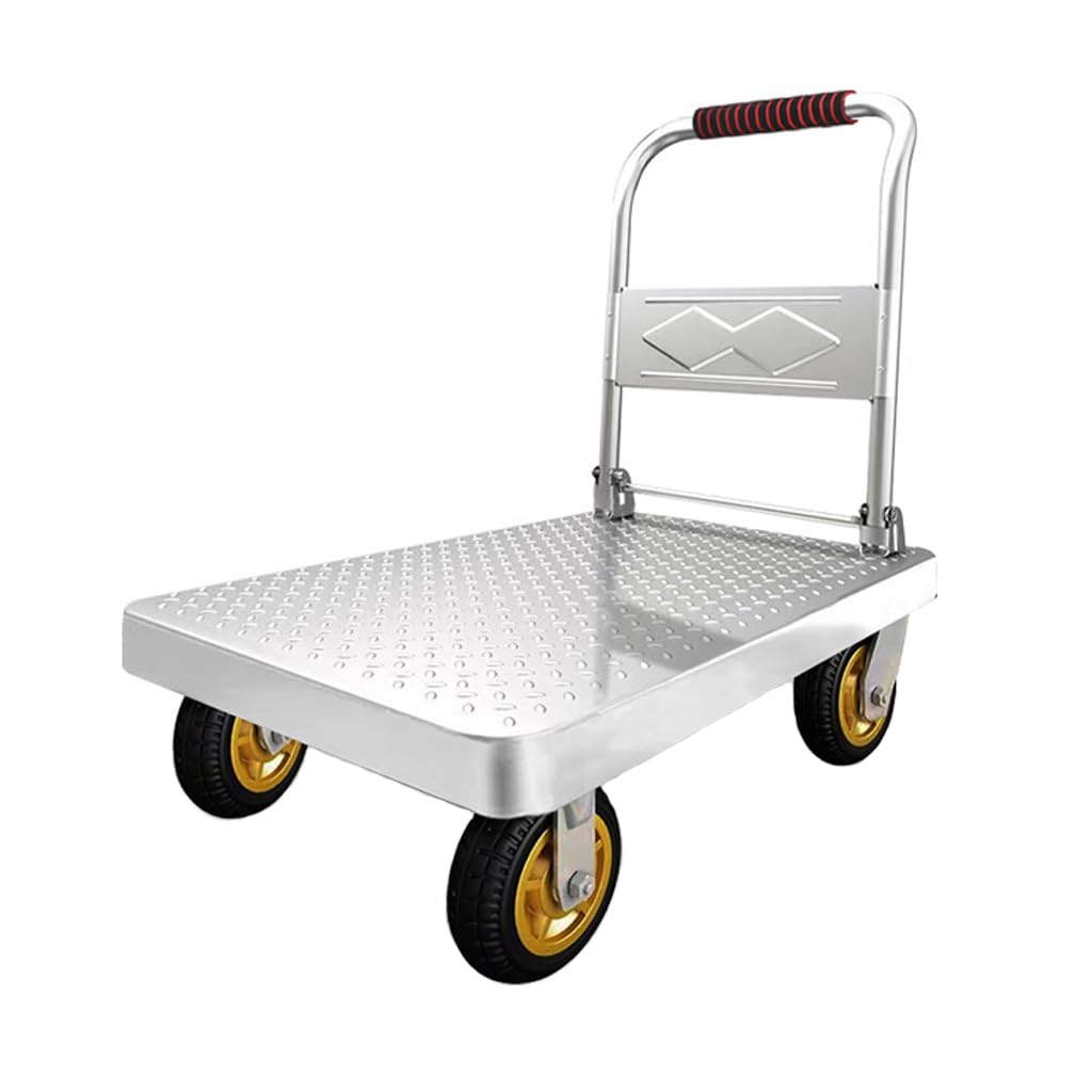 Heavy Duty Folding Platform Trolley, Rolling Flatbed Luggage Cart with 360° Swivel Wheels for Moving, Loading, Delivery and Heavy Items 300kg Capacity